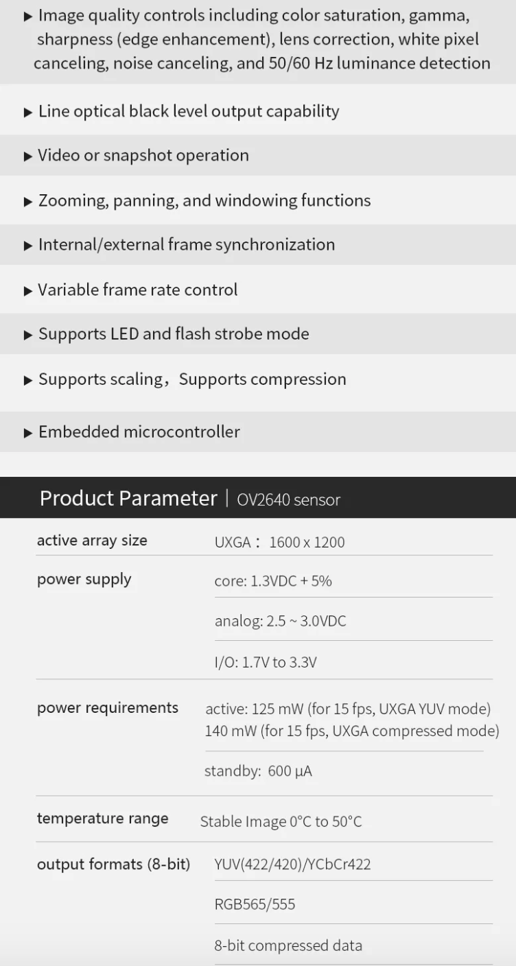 Best Factory 1600*1200 OV2640 CMOS Sensor ESP32 YUV RGB DVP 2MP HD ...